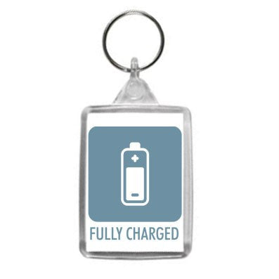 Fully Charged Icon Label Design Key Ring – Doodleman.co.uk